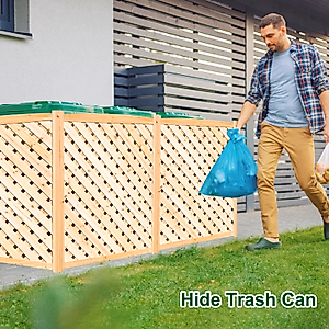 Xeeol Privacy Screen, 3 Panels Wood Fencing for Yard, Patio Lattice Panels for Outside, No Dig Fence Freestanding, Hide Outdoor Air Conditioner and Trash Enclosure