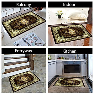 JUNCUIK Indoor Doormat Front Floor Door Rugs, 24”x 36” Super Absorbent Low Profile Mats, Non Slip Durable Inside Dirt Trapper Rug for Entryway, Machine Washable Front Door Mat, (Brown)