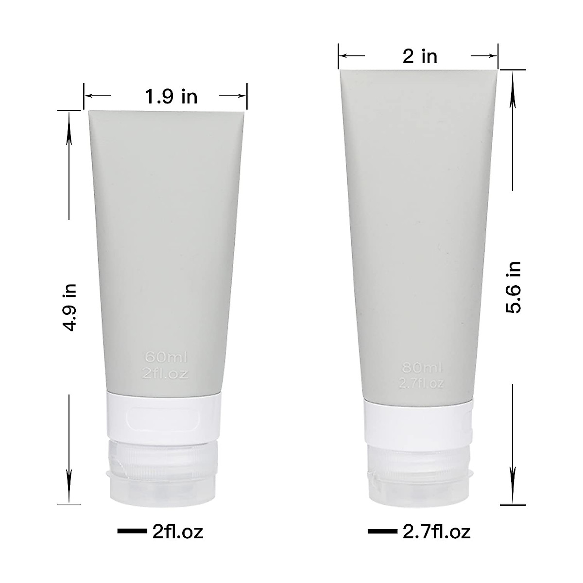 Portable Soft Silicone Travel bottles Set - 6 Pack Leakproof Silicone Travel Bottles,Cosmetic Toiletry Containers(Pink+Green+Grey)