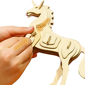 Allessimo 3D Paint Creat Puzzle (Carousel - 43pcs) Model Paint Kit with Brush Toys for Kids Puzzle Build 3D Puzzles Educational Crafts Building DIY