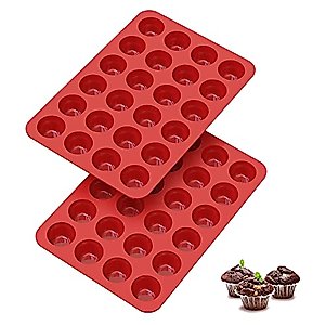 SILIVO 2-inch Deep Mini Muffin Pans Nonstick 24 Cup(2 Pack) - Mini Cupcake Pans - Silicone Mini Muffin Tins for Muffins, Cupcakes and Egg Bites