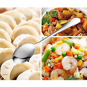 Stainless Steel Serving Spoons, Silver Large Slotted Spoons, 8.6 inch Catering Serving Utensils for Cooking Dinner Restaurant Serving Spoons (2 Pack)