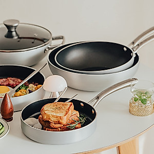 Dr.HOWS SHINE Nonstick Coating Frying Pan, Wok For Induction, Electric, Halogen and Gas Cooktops, Stainless Handle, PFOA free, Dishwasher-Safe (Shine frying pan 20cm)