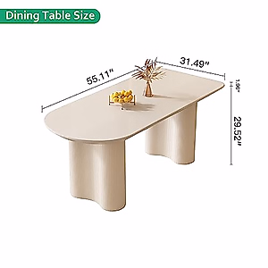 Guyii 55.11" Dining Table, Modern Kitchen Table for 6 People, Indoor Dining Table for Kitchen, Bar, Living Room, Breakfast Nook, Small Space, White
