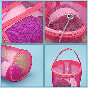 NBEADS 2 Pcs Empty Mesh Yarn Bags, Portable Knitting Bag Organza Storage Cases Tote Bags Crochet Thread Sewing Accessories for Yarn Storage (Fuchsia and Purple)