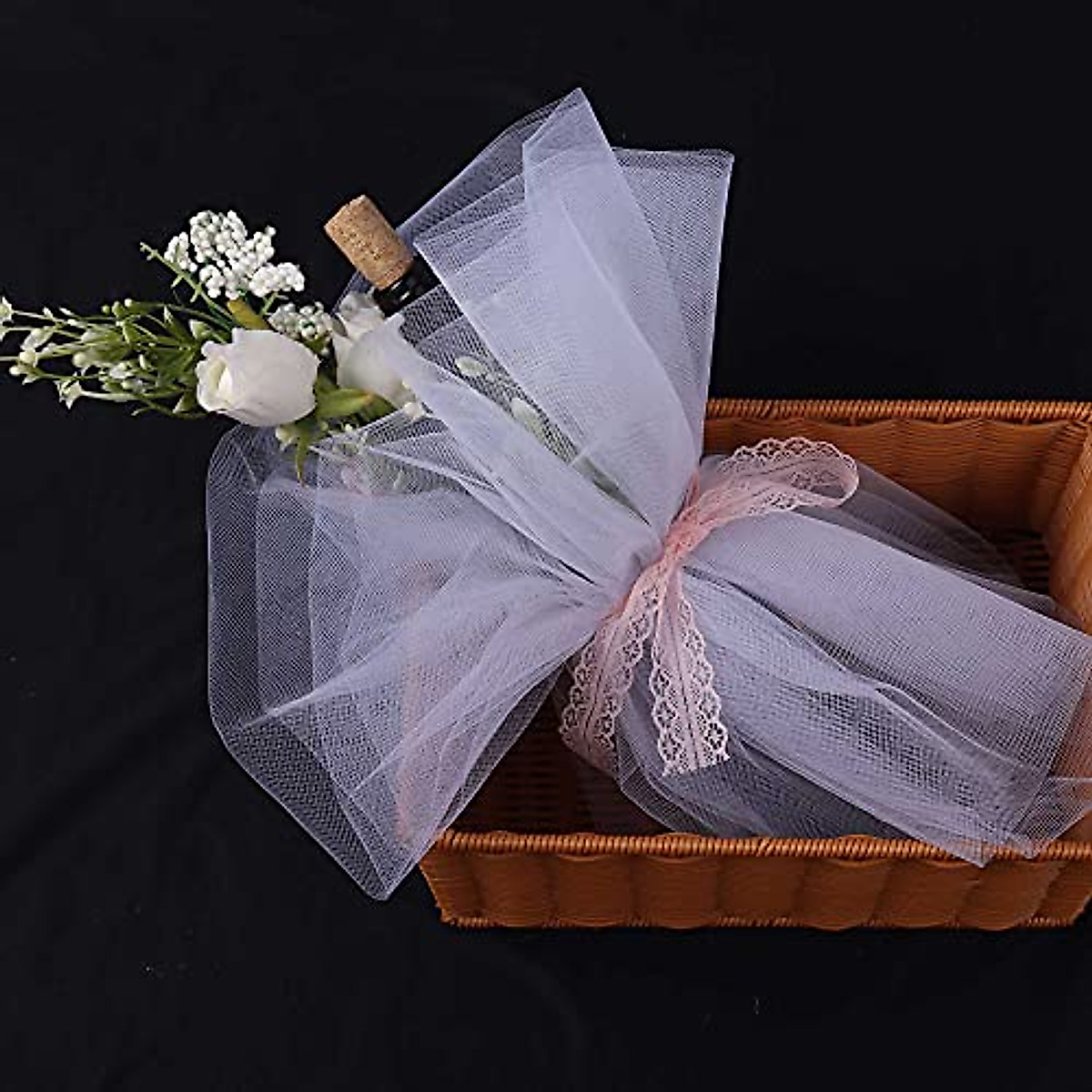 HAVII 54" x 20 Yards (60 ft) White Tulle Rolls Bolt for Wedding Birthday Party Decoration Tutu Table Skirt Tulle Fabric Spool Wrapping Ribbon DIY Crafts