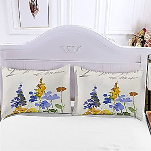Quilt Cover Twin Size Wildflowers 3D Bedding Sets Pattern Duvet Cover Breathable Hypoallergenic Stain Wrinkle Resistant Microfiber with Zipper Closure,beding Set with 2 Pillowcase