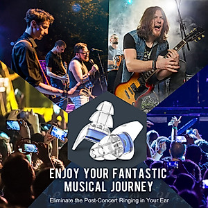 2 Pairs High Fidelity Concert Ear Plugs, Silicone Hearing Protection Earplugs, Noise Reduction Music Ear Plugs for Concerts, Musicians, Festival, DJ’s, Nightclub, Drummers and Raves Party - 23dB