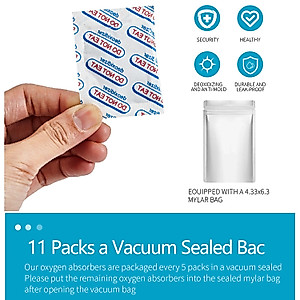 110 Packs 100CC Food Grade Oxygen Absorbers (10 Packs in Individual Vacuum Bag, 11x Packs of 10) Oxygen Absorbers for Food Storage, Oxygen Packet for Long Term Food Freshness (100CC(110-Pack))
