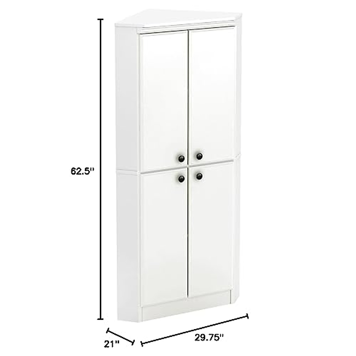 South Shore 4-Door Corner Armoire for Small Space with Adjustable Shelves, Pure White