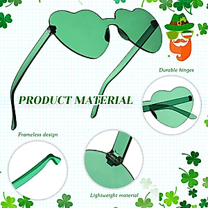 TOODOO 10 Pairs Heart Shaped Sunglasses Rainbow Sunglasses Candy Color Rimless Glasses for Women Girl Party Favor(Green)