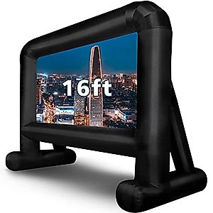 Inflatable Movie Screen Outdoor, OUTTOY Inflatable Projection Screen with Quiet Fan and Storage Bag, Easy Set up, Mega Blow Up Screen for Backyard Movie Night, Theme Parties, Celebrations-16FT