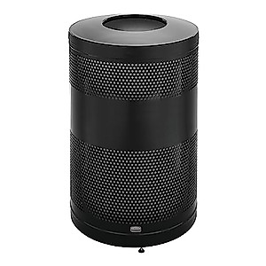 Rubbermaid Commercial Products Classic Trash Can, 51-Gallon, Stainless Steel Black, Hands-Free Indoor/Outdoor Garbage Bin for Mall/Stadium/Office/Lobby/Restaurant