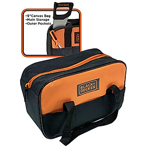 Black + Decker Junior Tool Bag 13 Piece Set - Includes Hammer, Hand Saw, Screw Driver & More!
