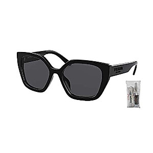 Prada PR24XS 1AB5Z1 52MM Black/Polar Grey Polarized Rectangle Sunglasses for Women + BUNDLE with Designer iWear Complimentary Eyewear Kit