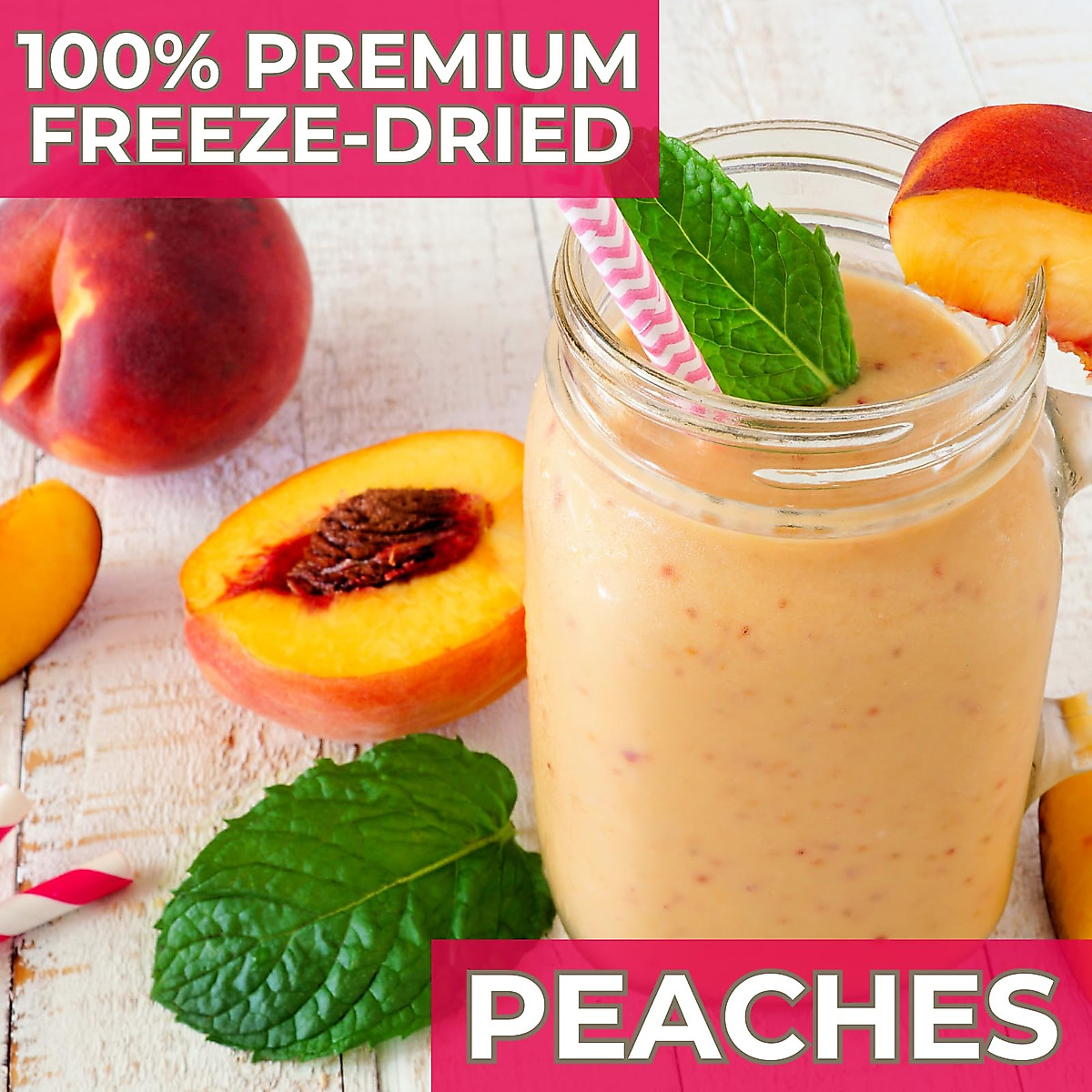 Nutristore Freeze Dried Peaches | 100% Natural, Healthy Fruit Snacks | Bulk #10 Can | Premium Quality & Crispy Fresh Taste | Emergency Survival Food Supply | 24 Servings | 25 Year Shelf Life