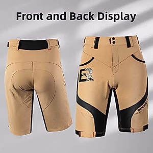 ROCKBROS Mountain Bike Shorts MTB Bike Shorts for Men Padded Mountain Bike Shorts Khaki