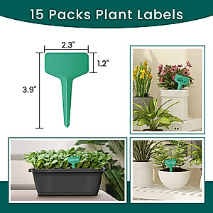 CEED4U Window Box Planter, 17 Inches 3 Packs Black Rectangular Planters Box with Saucers and 15Pcs Plant Labels, Self-Watering Drainage Holes, Windowsill Decor Outdoor Indoor Plastic Long Pots