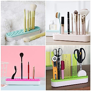 GORGECRAFT Sew Desktop Organizers Silicone Makeup Brush Holder Organizer Cosmetic Storage Box Multipurpose Make Up Brush Stand Painting Pen Holder Sewing Craft Tools for Stash and Store (Purple)