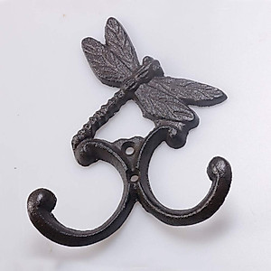 Haidong Cute Animal Iron Hook Cast Iron Wall Iron Hook Decorative Hook Clothes and Caps Hook Room Balcony Bedroom Office Wall Hanging Piece (Dragonfly)