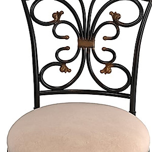 Hillsdale Furniture Sparta Vanity Stool, black with gold highlighted accents