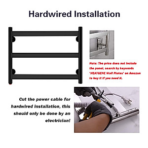 HEATGENE Towel Warmer 3 Flat Bar Towel Dryer Wall-Mounted Plug-in Bath Towel Heater - Matte Black