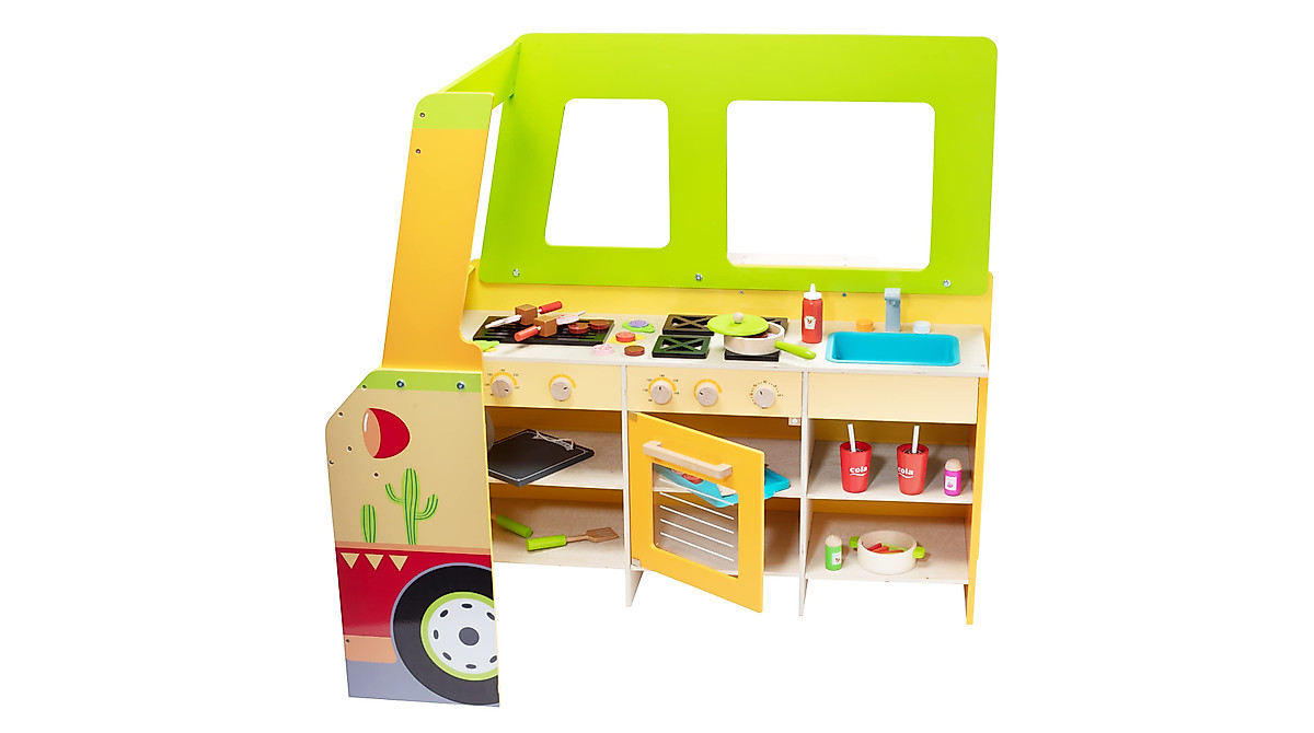 Taco Truck Wooden Playset - 30 Fun Toy Pieces