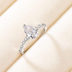 Mameloly 1.5CT Teardrop Engagement Rings for Women Marquise Pear Shaped Cubic Zirconia Promise Rings for Her Size 6