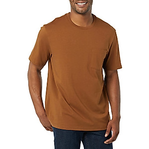 Amazon Essentials Men's Regular-Fit Short-Sleeve Crewneck Pocket T-Shirt, Pack of 2, Black/Brown, X-Large