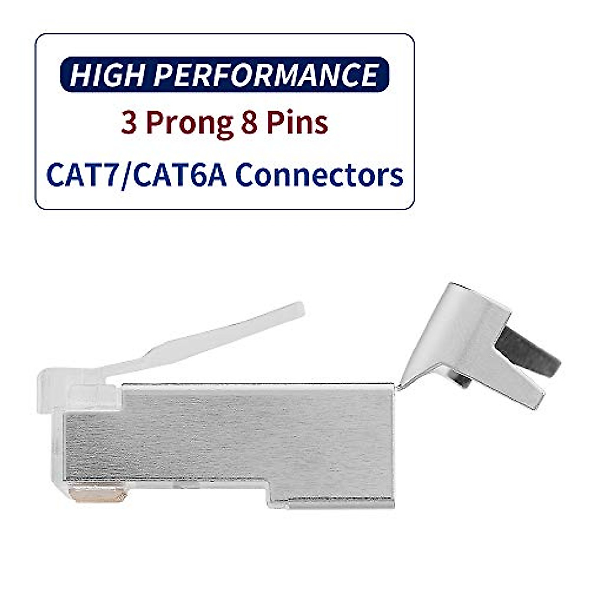 Quilence Cat7 Cat6A Connectors with Double Assembly Design Gold Plated Shielded RJ45 Modular Plug for 23AWG Solid and Stranded Cat7 Cat6A Cable 50u Gold Plated – 25Pack