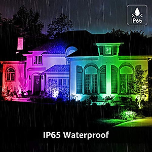 LED Flood Lights Outdoor 15W, RGB Color Changing Lighting with Remote, IP65 Waterproof, Dimmable Plug in Outdoor Floodlights for Garden, Yard, Party and Patio, 2 Pack
