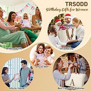 TRSODD Birthday Gifts for Women w Makeup Bag, Ini-tial Can-vas Tote Bags, Personalized Customized Bride Wedding Sister Couple Unique Gifts, Mono-gram Travel Beach Bag w Inner Pocket Card Gift Box B