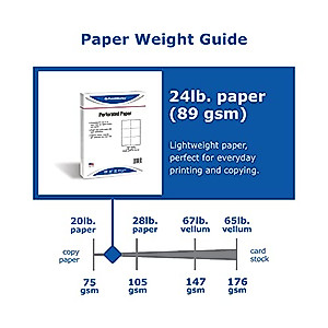 PrintWorks Professional Perforated Paper for Tickets, Coupons, Certificates and More, 8.5 x 11, 24 lb, 3 Perfs - 3 2/3" and 7 1/3" From Bottom & 4 1/4" From Left, 500 Sheets, White (04334)