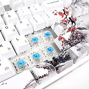 MOLGRIA Keycaps 110 Set for Full Size Mechanical Keyboard, Custom PBT OEM Profile Key caps Japanese Style with Keycap Puller for Cherry MX 104/87/71/61 60 Percent Keyboard(Plum Blossom)
