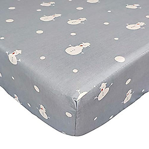Brandream Fox Crib Bedding Sets Floral Nursery Bedding Blanket with Fox Print, Gray 3 Pieced Cotton Breathable Fitted Sheet Sets for Boys Girls