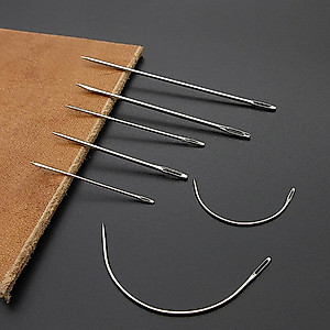 3 Rolls Hair Weaving Threads, Sewing Threads with 7 Pieces C/J/I Shaped Needles Sewing Waxed Thread for Hand Sewing, Hair Extensions, Making Wigs DIY