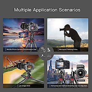 Manbily 63" Carbon Fiber DSLR Camera Tripod Monopod Kit,Compact and Lightweight,360-degree Panoramic Ball Head Quick Release Plate,5 Seconds Quickly Invert The Center Column,for Travel Work(YS-254C)