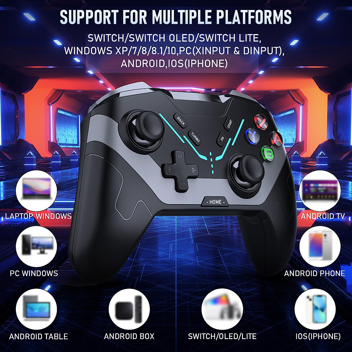 Diswoe Wireless Controller for Switch/Lite/OLED, Controller with a Mouse Touch Feeling on Back Buttons, Pro Controller with Wake-up,Programmable, Turbo Function