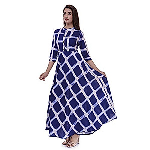 Ramkudi Indian Women's Checks Cotton Kurti Top (Navy Blue)