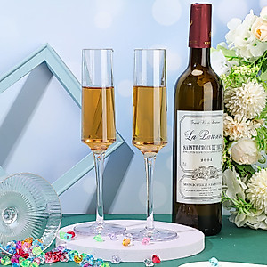 Meanplan Champagne Flutes Glasses Plastic Acrylic Wine Glasses Clear Wedding Flutes Glassware Cocktail Cups Bulk Reusable for Wedding Birthday Anniversary Christmas(12 Pieces)