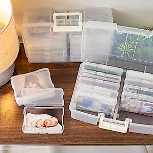 IRIS USA 4" x 6" Photo Storage Craft Keeper, Main Container with 12 Organization Cases for Pictures, Crafts, Scrapbooking, Stationery Storage, Protection and Organization, Clear, 2 Pack