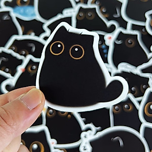 Aowplc Cute Cat Vinyl Stickers, Black, 40 Pcs