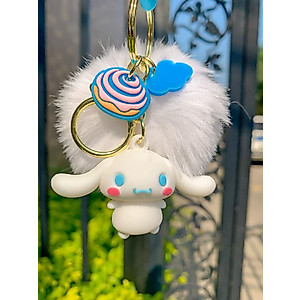 Tonsamvo Cute Pom Pom Keychain Kawaii Key chain for Backpack Decoration Keychains for Women