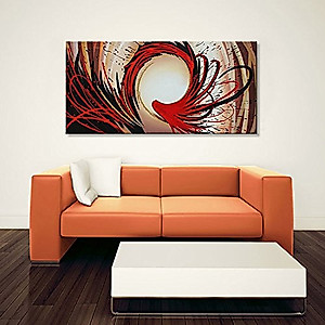 Seekland Art Hand Painted Abstract Oil Painting on Canvas Modern Wall Deco Artwork Framed Ready to Hang Contemporary Picture (Framed 48 * 24 inch)