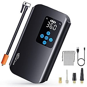 Nulksen Tire Inflator Portable Air Compressor, 150 PSI Cordless Air Pump with 7800mAh Battery, Tire Pump with Pressure Gauge for Car Bicycle Motorcycle Ball, Electric Bike