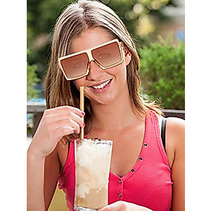 Frienda 3 Pieces Oversized Square Sunglasses Flat Top Fashion Oversized Shades for Women