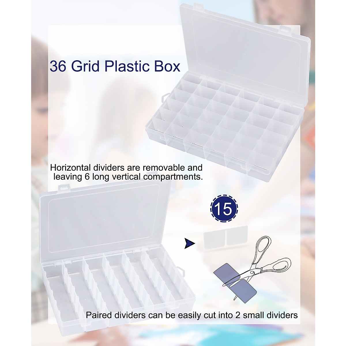 Eujqo 8 PCS 36 Grids Bead Organizer Box Plastic Box Clear Box Organizer 3600 Tackle Box Organizer Bead Containers Plastic Organizer Compartment Organizer Box Jewelry Earring Organizer (8 Pcs)