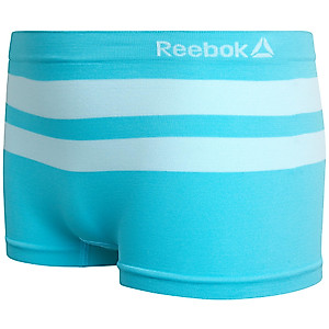 Reebok Girls' Boyshorts Underwear - 5 Pack Soft Seamless Girls Panties Boy Shorts - Breathable Panties for Girls (6-16), Size Medium, Fuchsia Stripes/White/Aqua Stripes/Pink/Sharkskin Stripes