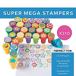Fun Express - Super Mega Stamper Assortment - (210 stampers)- Stationery - Arts & Crafts- Self Inking - School Supplies -Favors