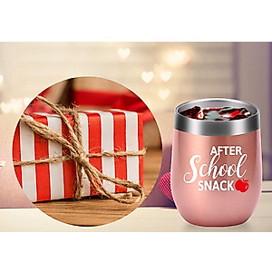 After School Snack Mug.Teacher Gifts for Women.Year End Graduation Gifts,Thank You Gifts,Christmas Gifts for Teachers Wine Tumbler(12oz Rose Gold)